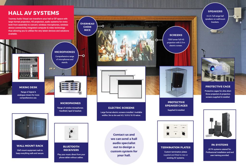 School Hall AV Systems | Toomey Audio Visual Equipment Rental